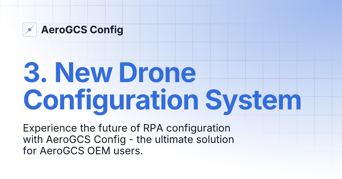 3. New Drone Configuration System | AeroGCS Config